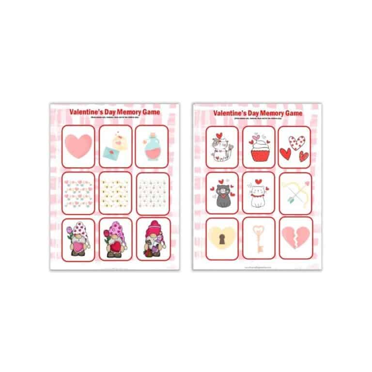 Valentine's Day Memory Game for Preschoolers