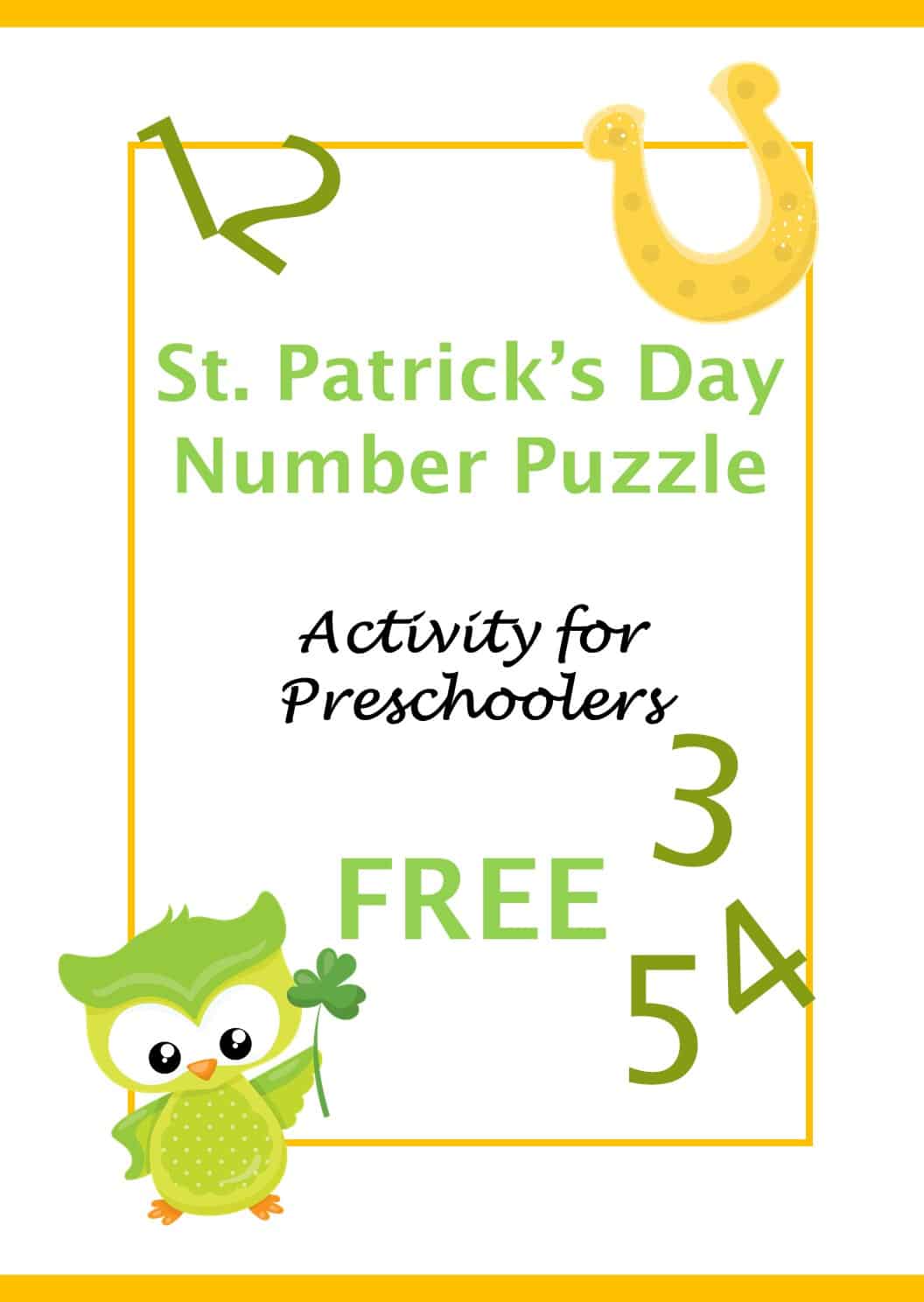 St. Patrick's Day Number Puzzles for Preschoolers - The Crafting Teacher