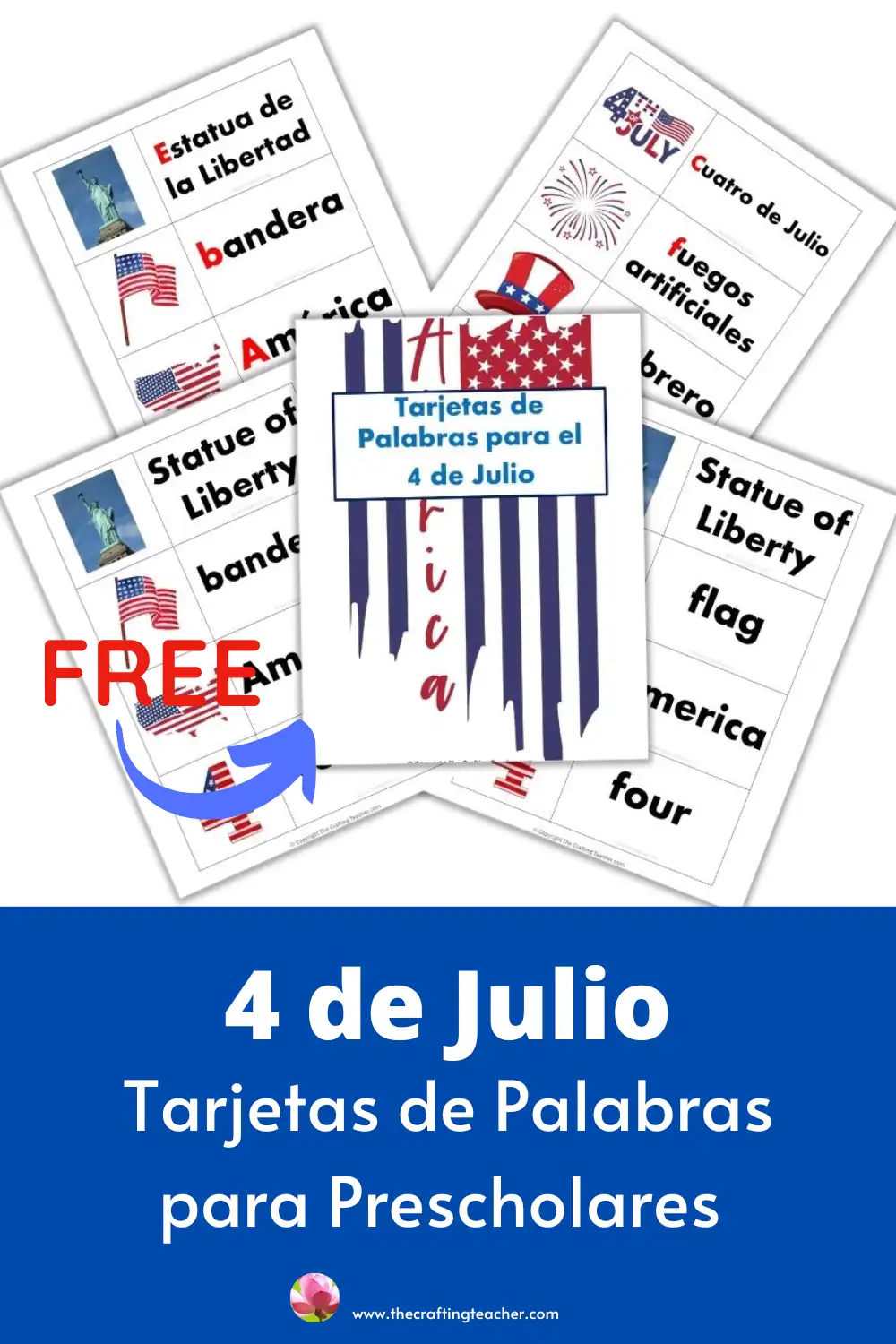 4th of July Word Wall Cards for Preschoolers