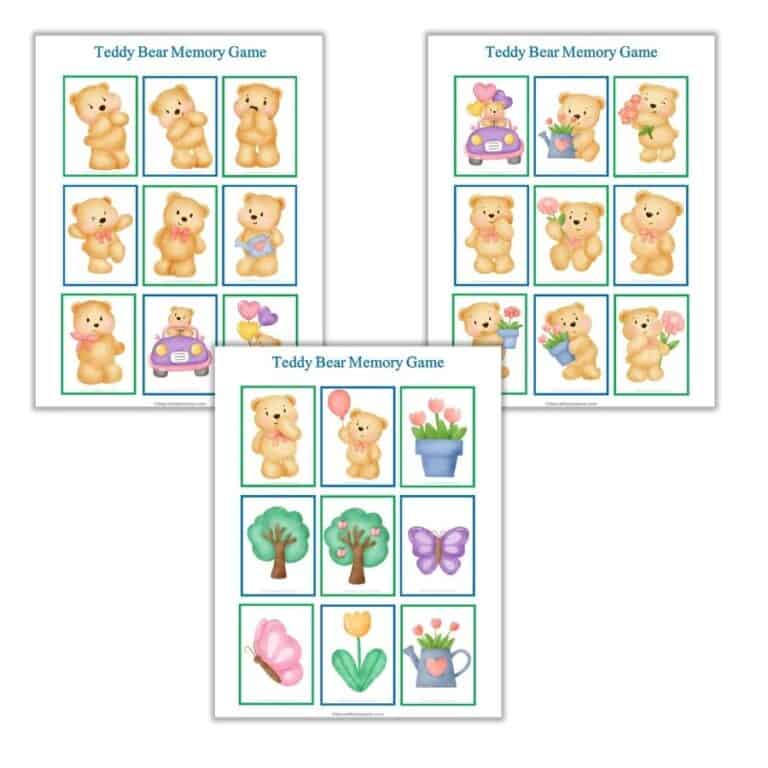 Teddy Bear Day Memory Game for Preschoolers - The Crafting Teacher