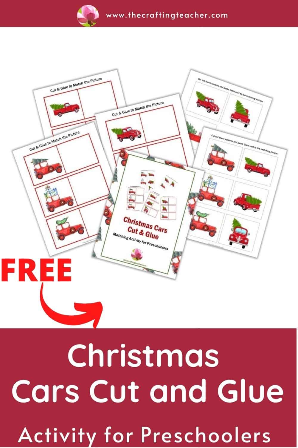Christmas Cars Cut and Glue for Preschoolers