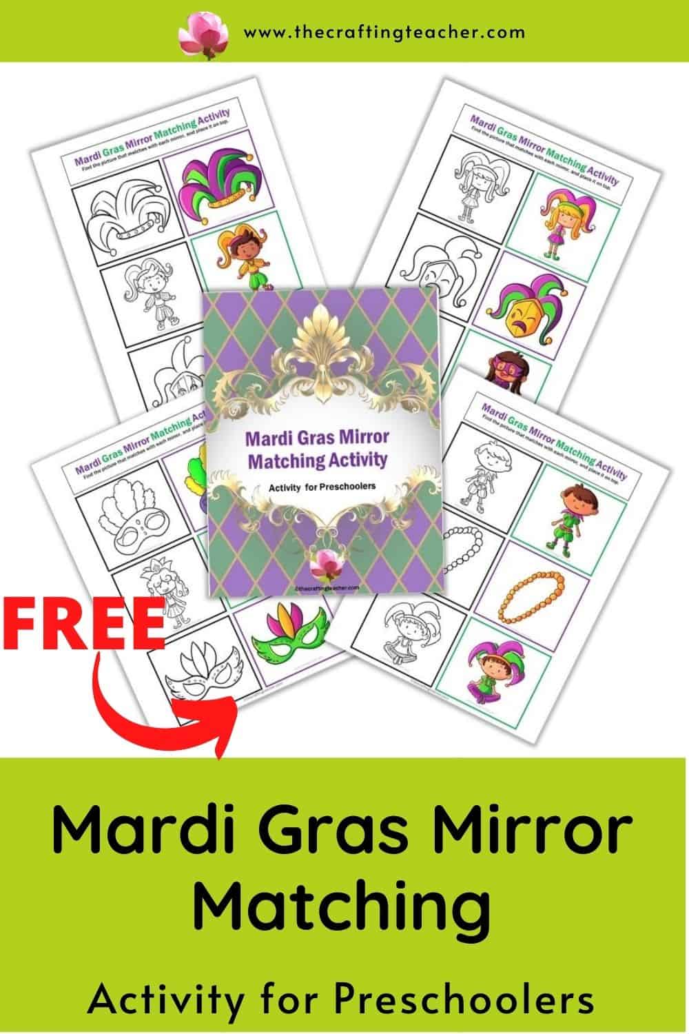 Mardi Gras Mirror Matching Activity for Preschoolers - The Crafting Teacher