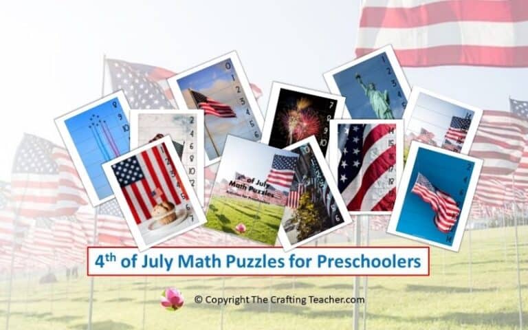 4th of July Math Puzzles for Preschoolers - The Crafting Teacher