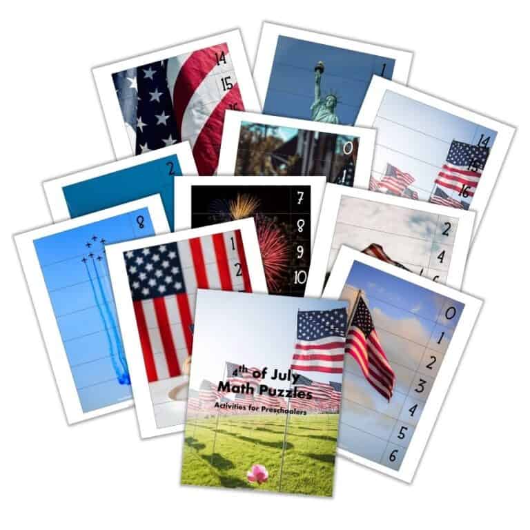 4th of July Math Puzzles for Preschoolers