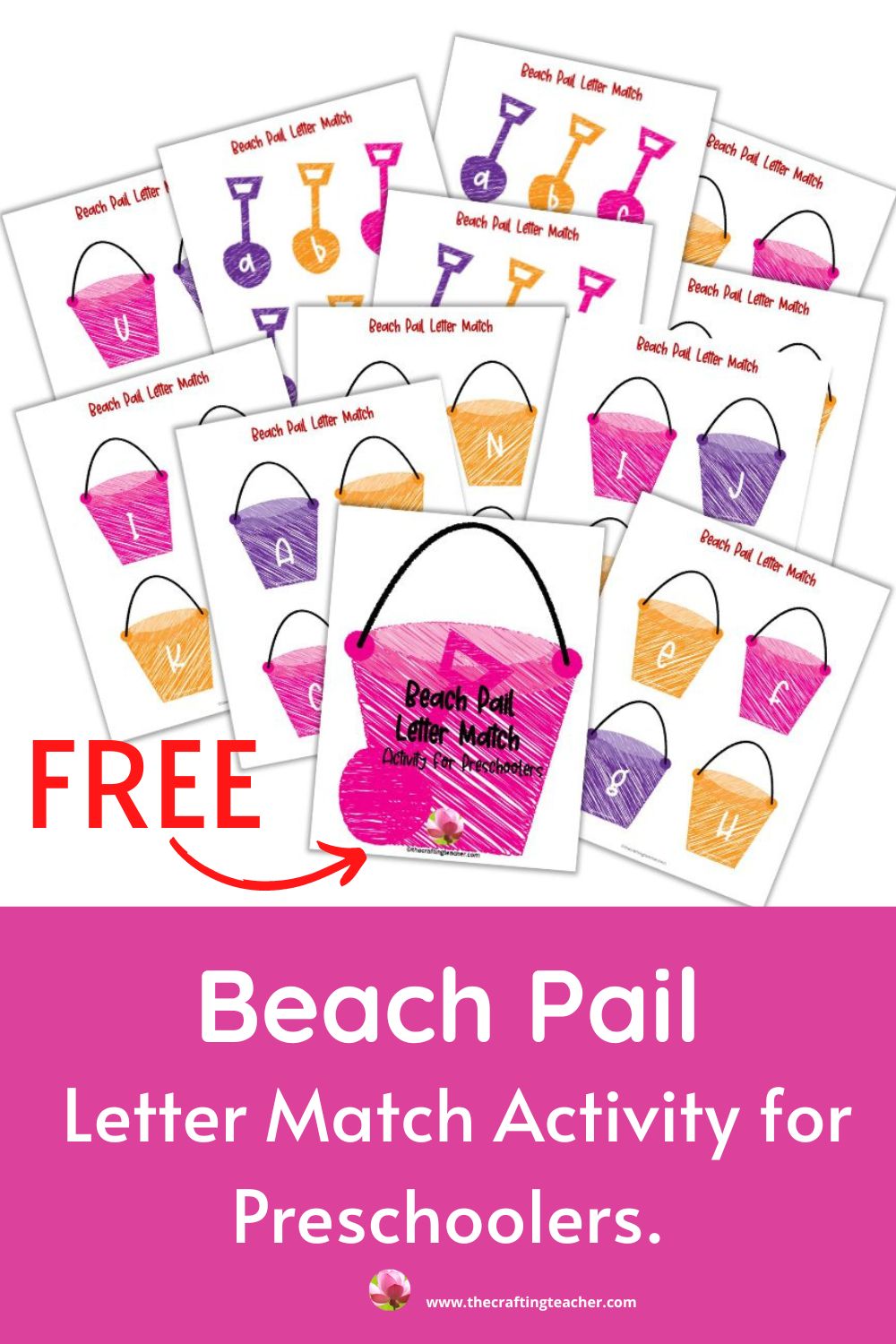 Beach Pail Letter Match for Preschoolers - The Crafting Teacher