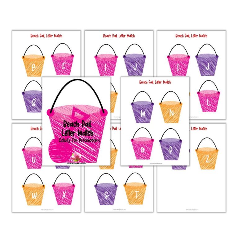 Beach Pail Letter Match for Preschoolers