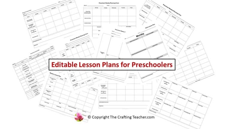 Editable Lesson Plans for Preschoolers - The Crafting Teacher