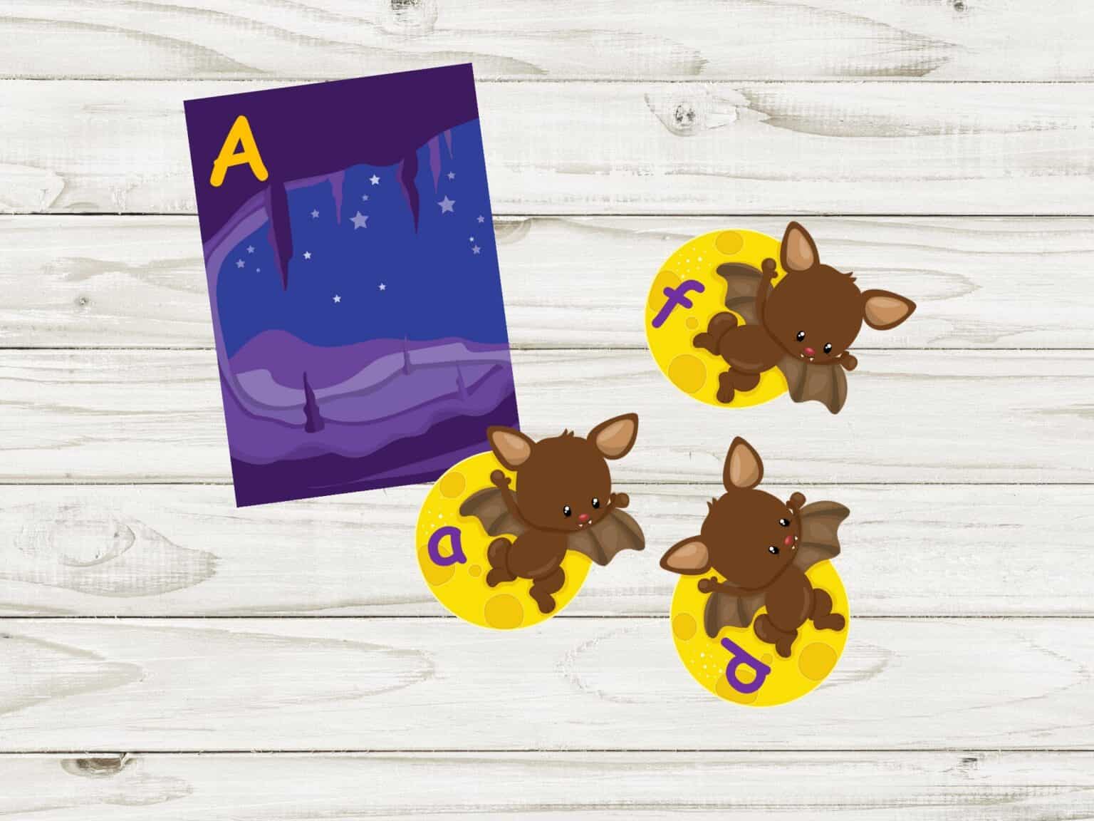 Bat Cave Alphabet Matching for Preschoolers