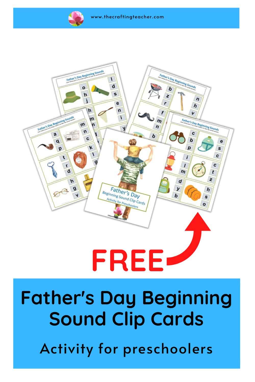 Father’s Day Beginning Sounds Clip Cards for Preschoolers
