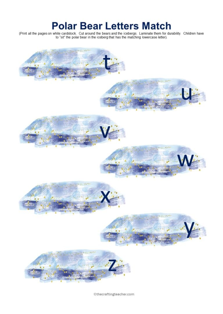 Polar Bear Letters Match for Preschoolers - The Crafting Teacher