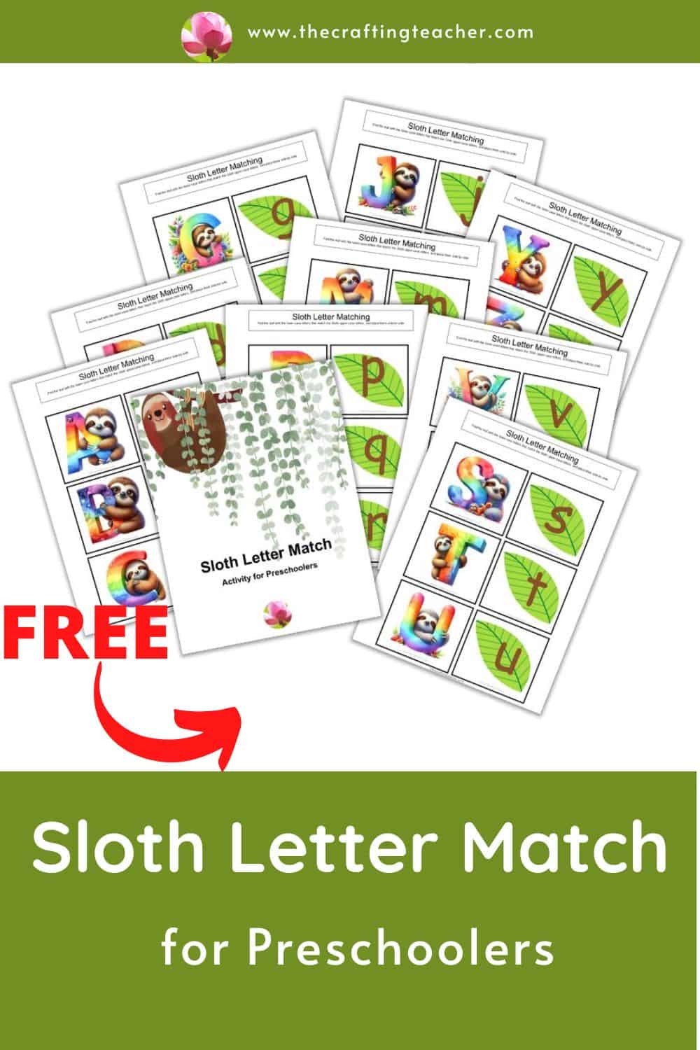 Sloth Letter Match for Preschoolers