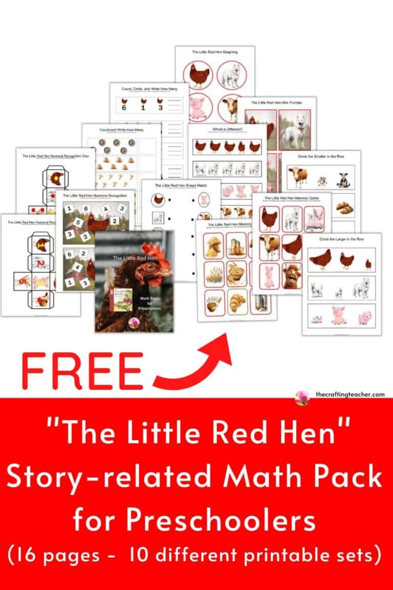 The Little Red Hen Story-related Math Pack for Preschoolers