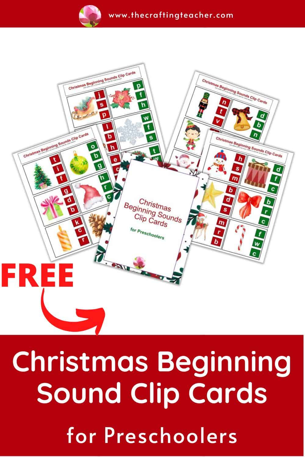 Christmas Beginning Sounds Clip Cards - The Crafting Teacher