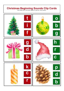 Christmas Beginning Sounds Clip Cards