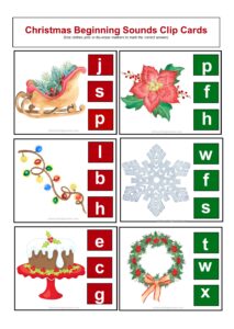 Christmas Beginning Sounds Clip Cards