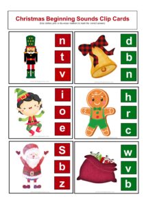 Christmas Beginning Sounds Clip Cards