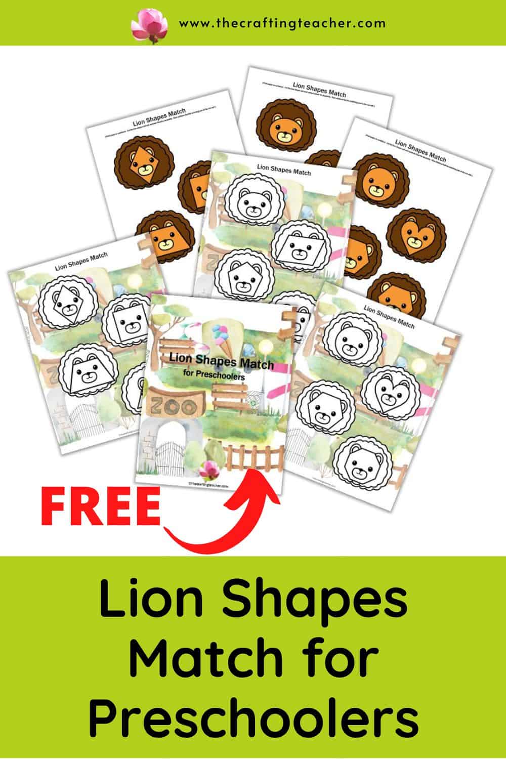 Lion Shapes Match for Preschoolers - The Crafting Teacher