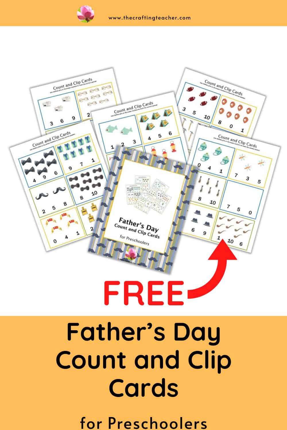 Father’s Day Count & Clip Cards for Preschoolers