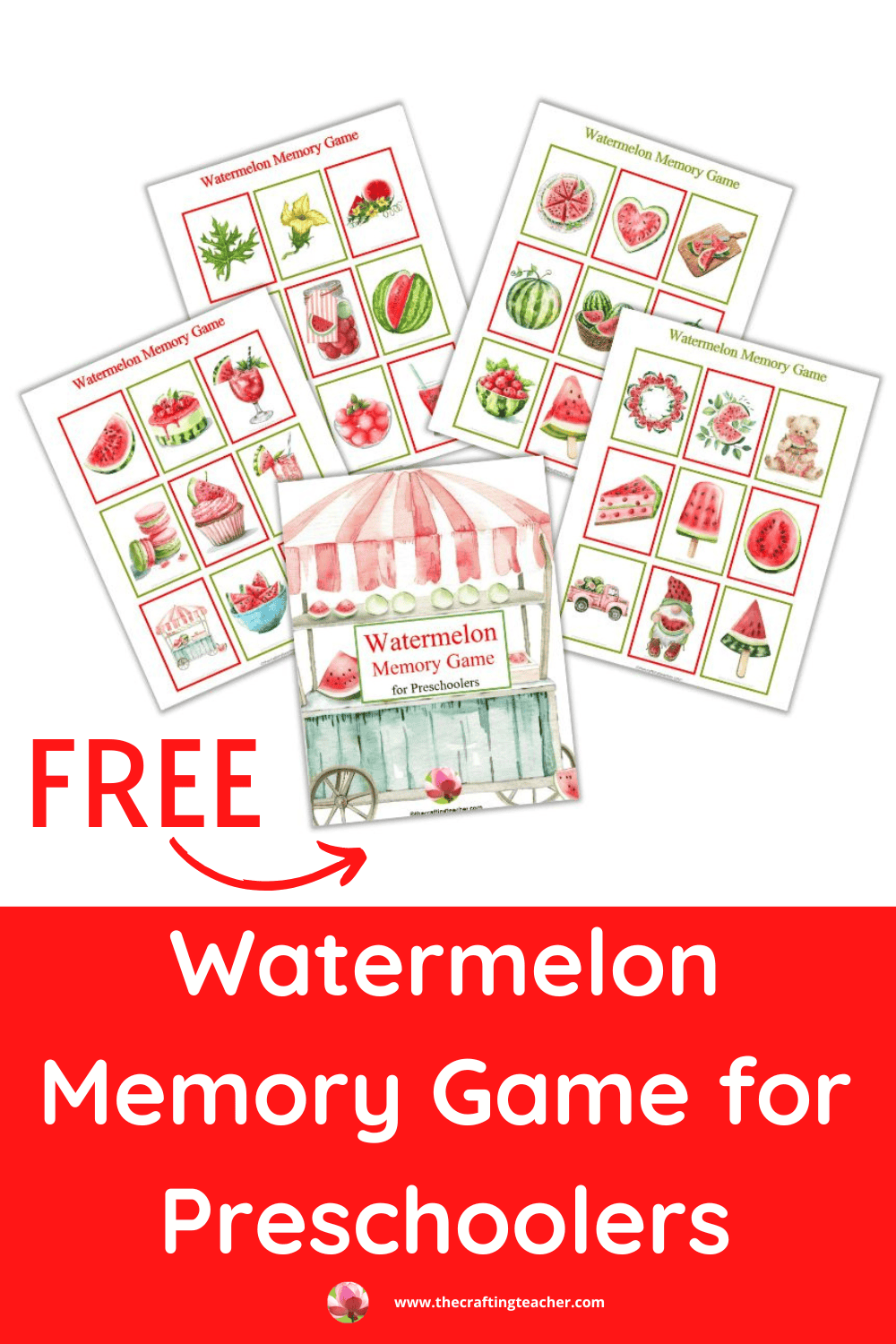 Watermelon Memory Game for Preschoolers