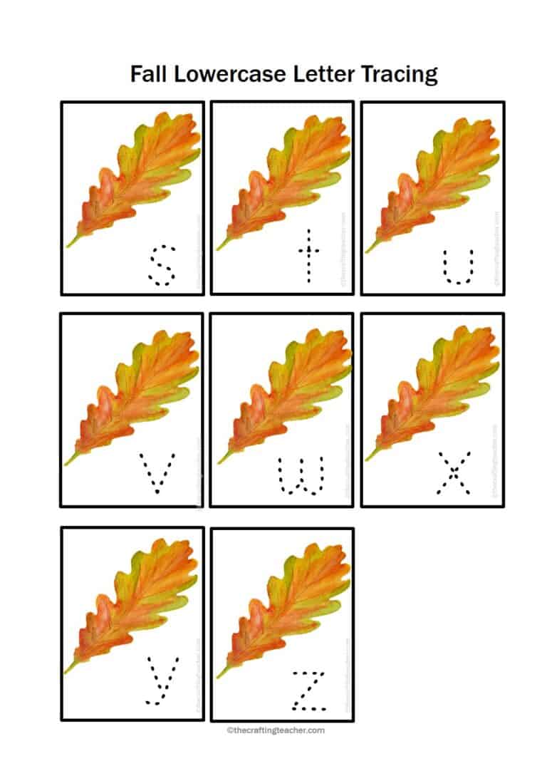 Fall Letters Tracing and Matching for Preschoolers