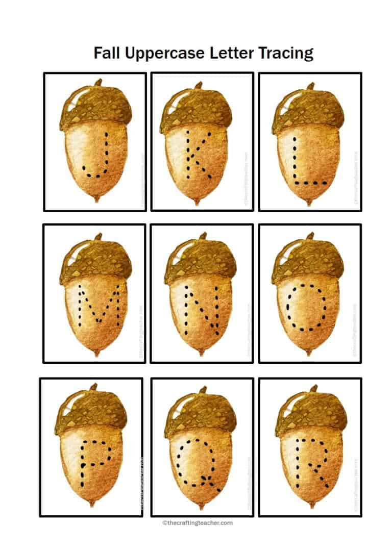 Fall Letters Tracing and Matching for Preschoolers - The Crafting Teacher