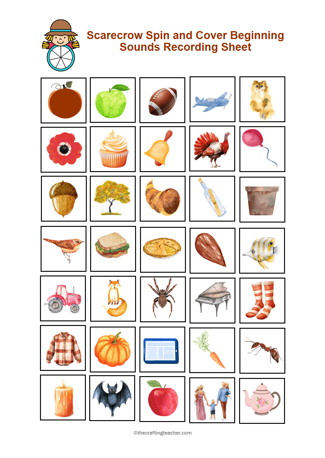 Scarecrow Beginning Sounds Game for Preschoolers