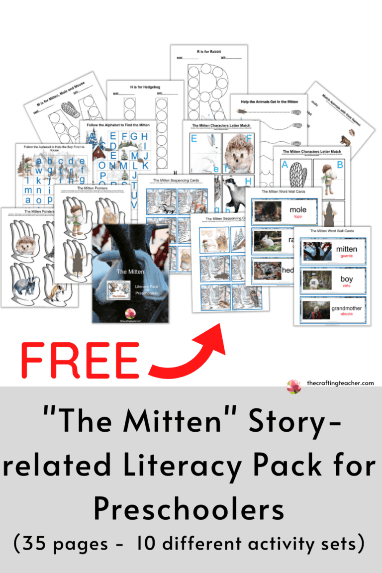 The Mitten Story-related Literacy Pack for Preschoolers - The Crafting ...