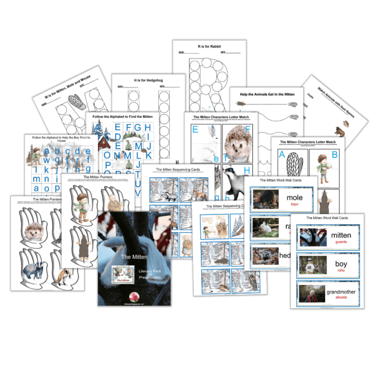 The Mitten Story-related Literacy Pack for Preschoolers - The Crafting ...