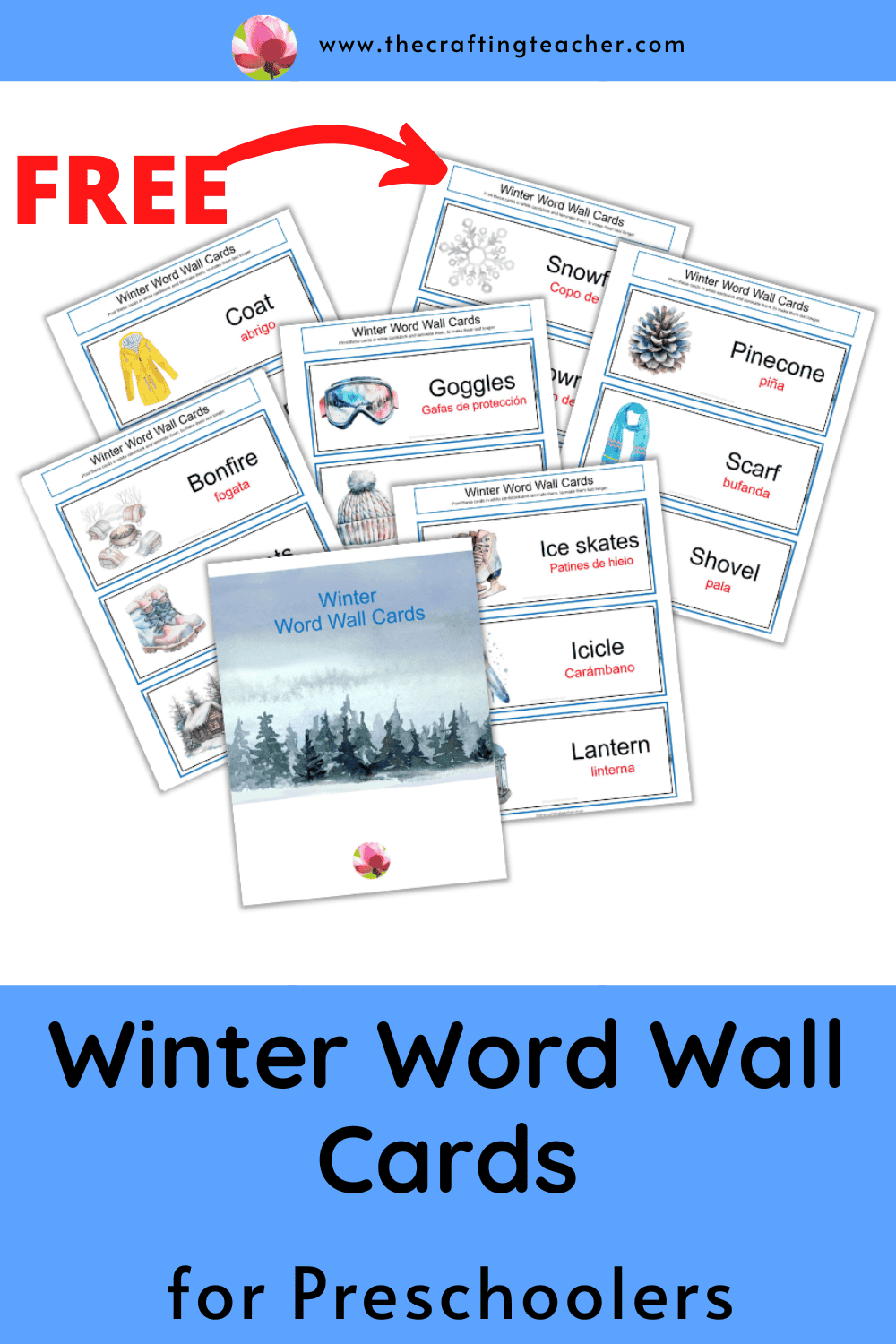 Winter Word Wall Cards for Preschoolers - The Crafting Teacher