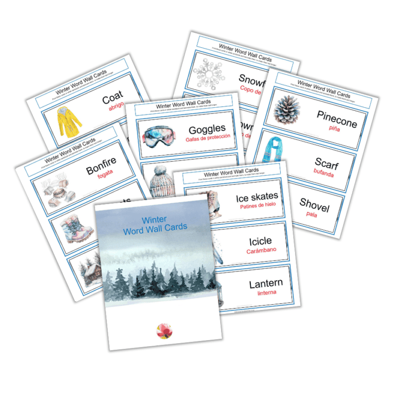 Winter Word Wall Cards for Preschoolers